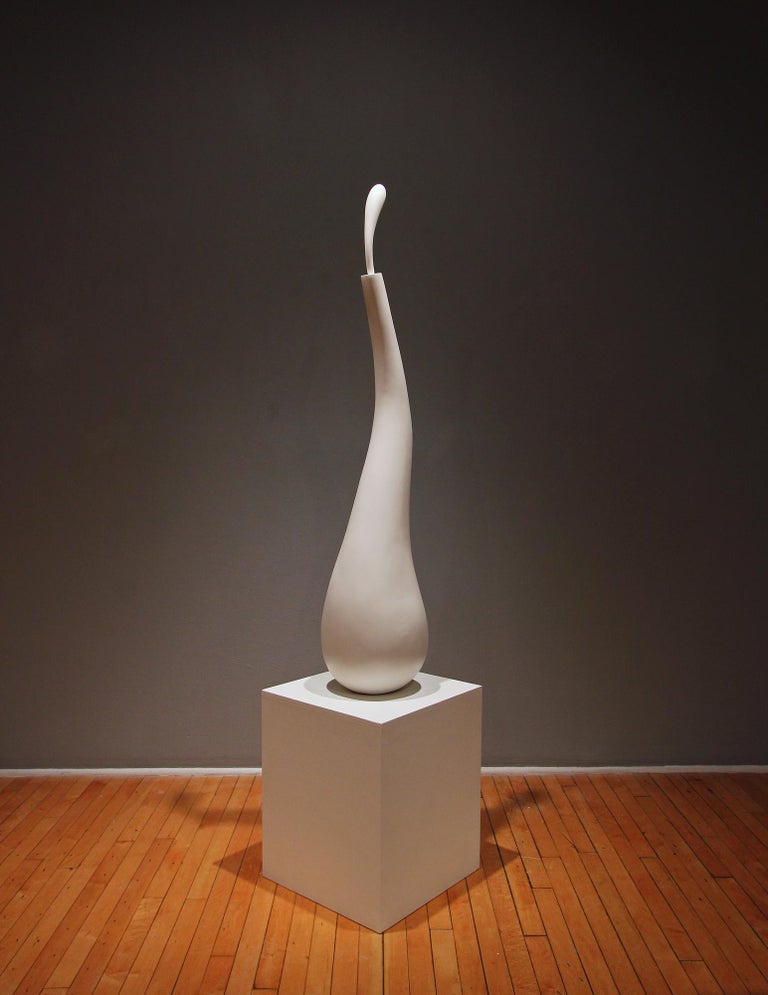 John Maloof - Dancing Bird, white organic sculpture in painted wood For ...