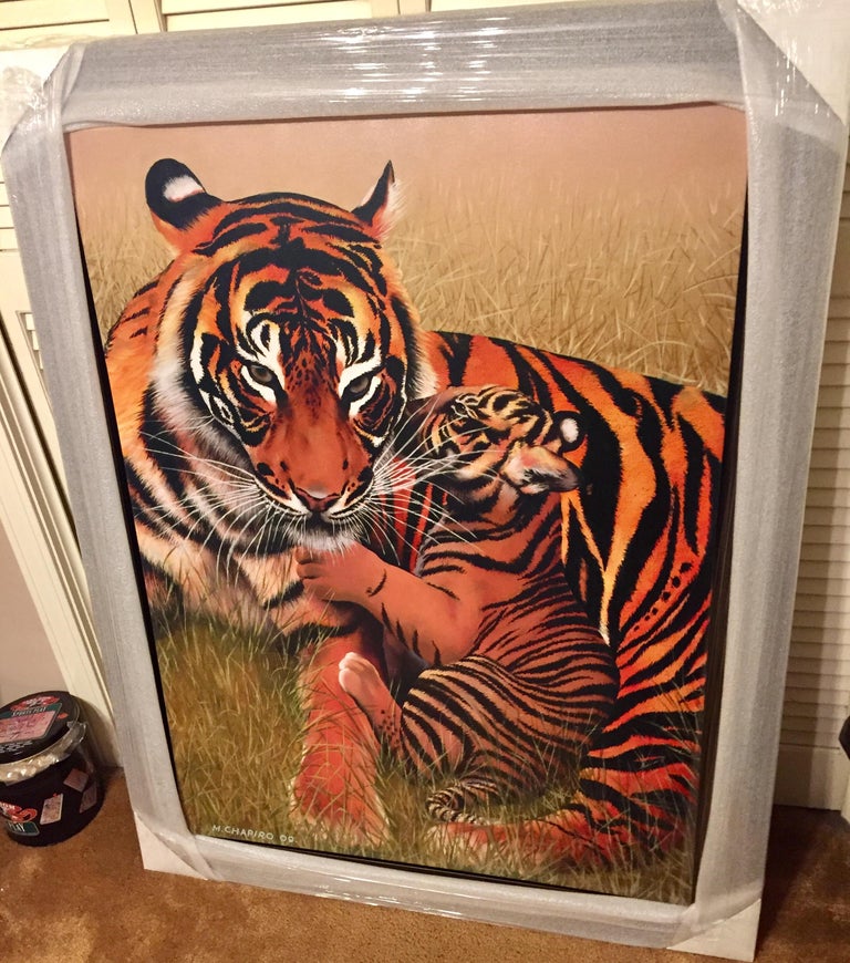 Mikhail Chapiro - Motherhood-Tigers - Original Mixed Media painting by ...