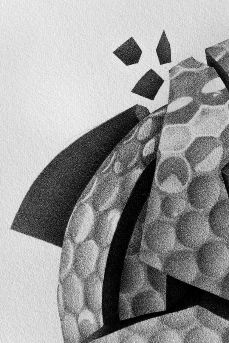 Julia Koceva - Broken Golf Ball - Stippling, Black and White, Hand ...
