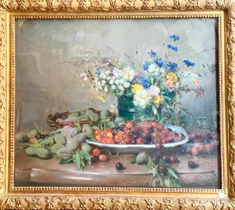 François Rivoire - Still Life Of Cherries Plums And Almonds, Pastel ...