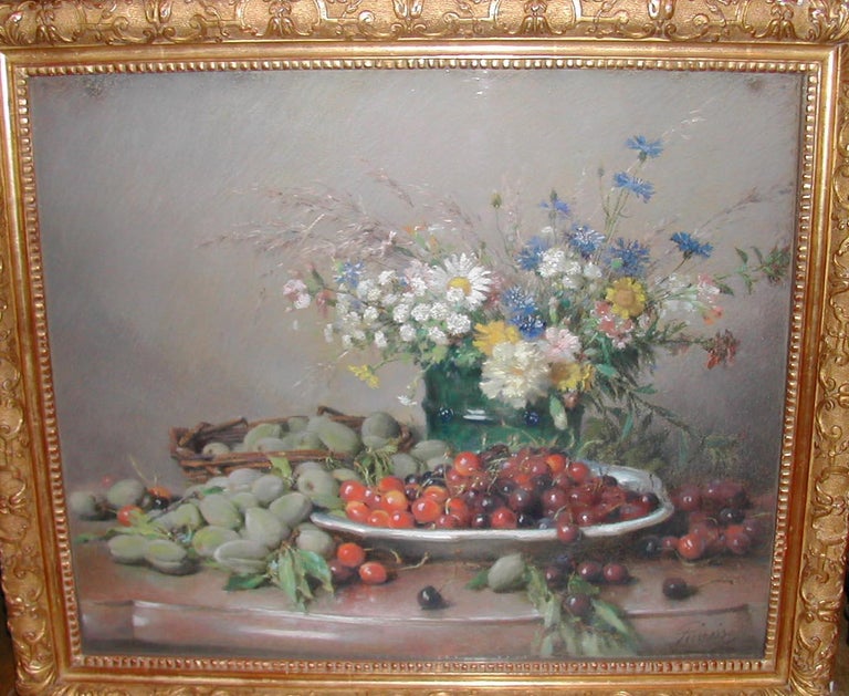 François Rivoire - Still Life Of Cherries Plums And Almonds, Pastel ...