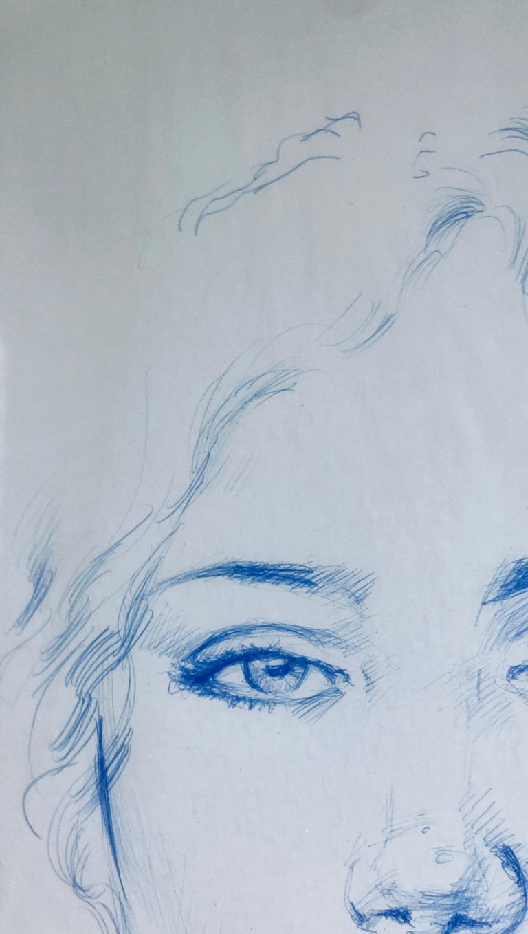 José Luis Fuentetaja - Ballpoint pen drawing female face For Sale at ...