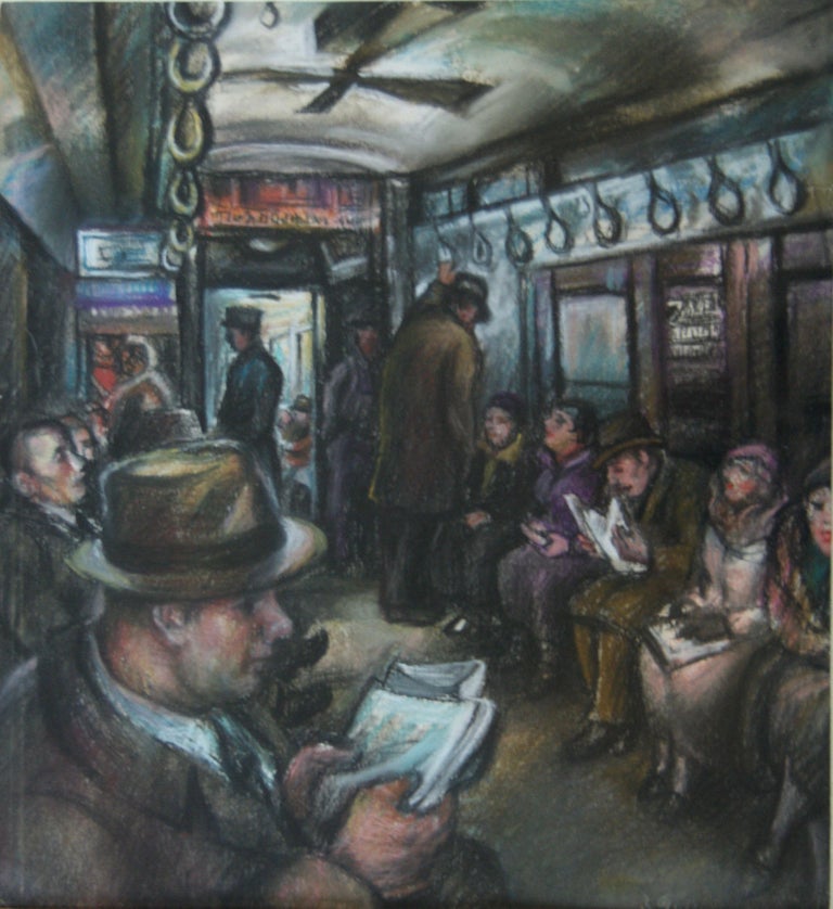Bernard Gussow - "Subway Riders" NYC Drawing WPA Modern Modernism ...