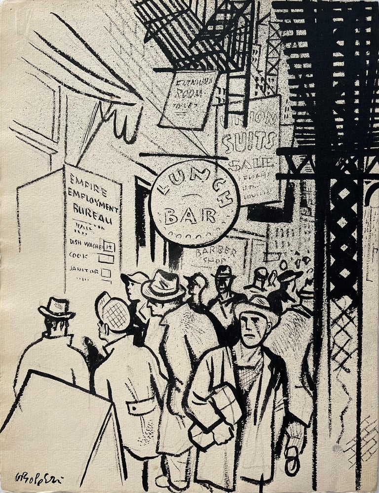 William Gropper - Job Hunters WPA Depression Era Mid 20th Century ...
