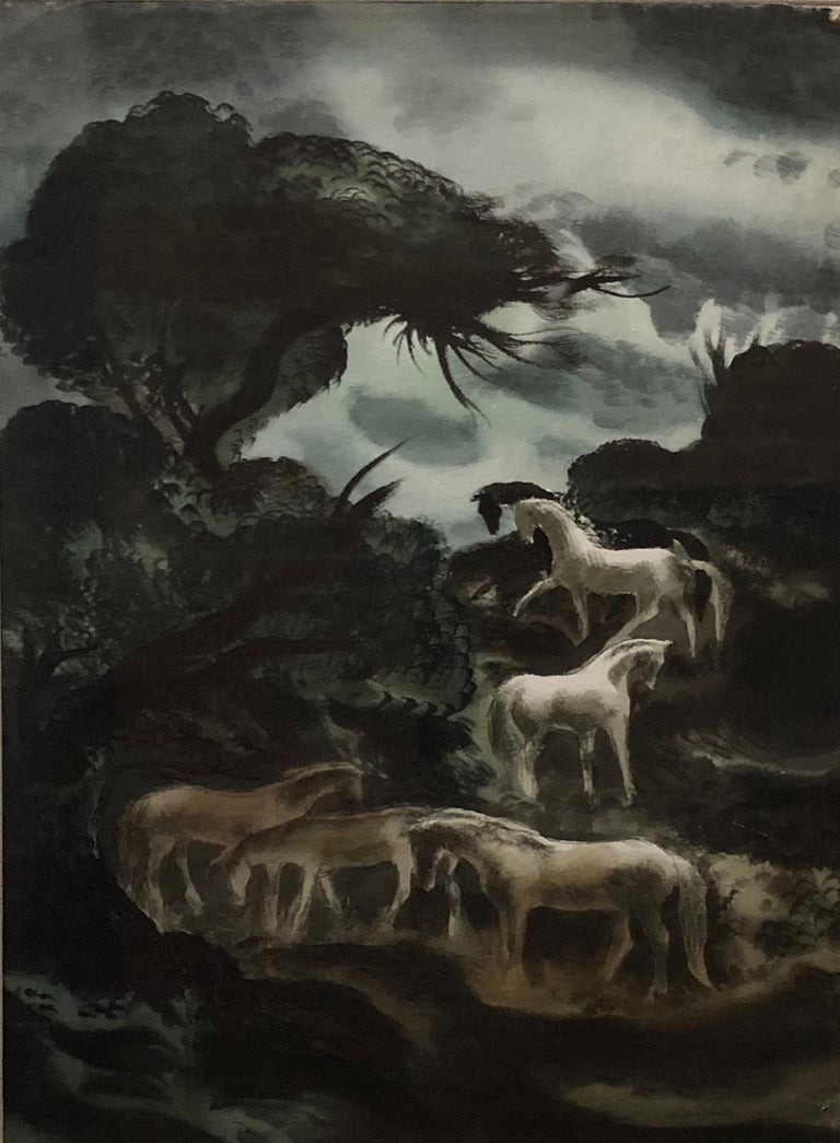 Millard Sheets - "On the Heights," California Equine WPA Modernist ...