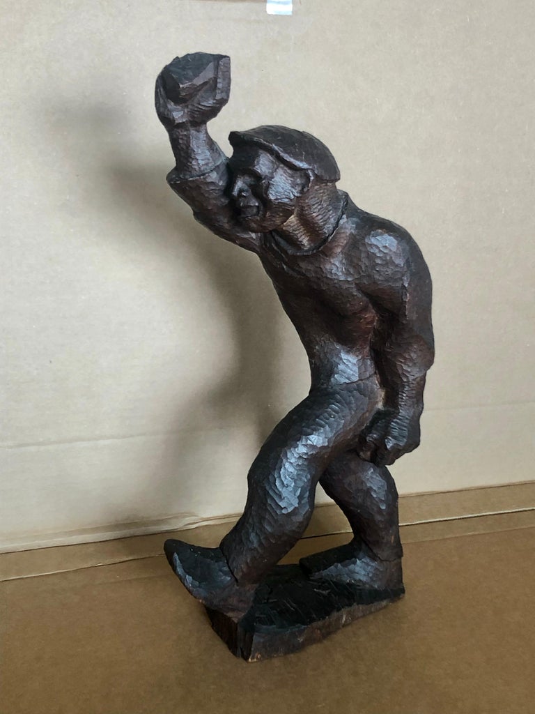 Louis Bunin - STRIDENT MAN Carved Wood Sculpture Hollywood WPA ...