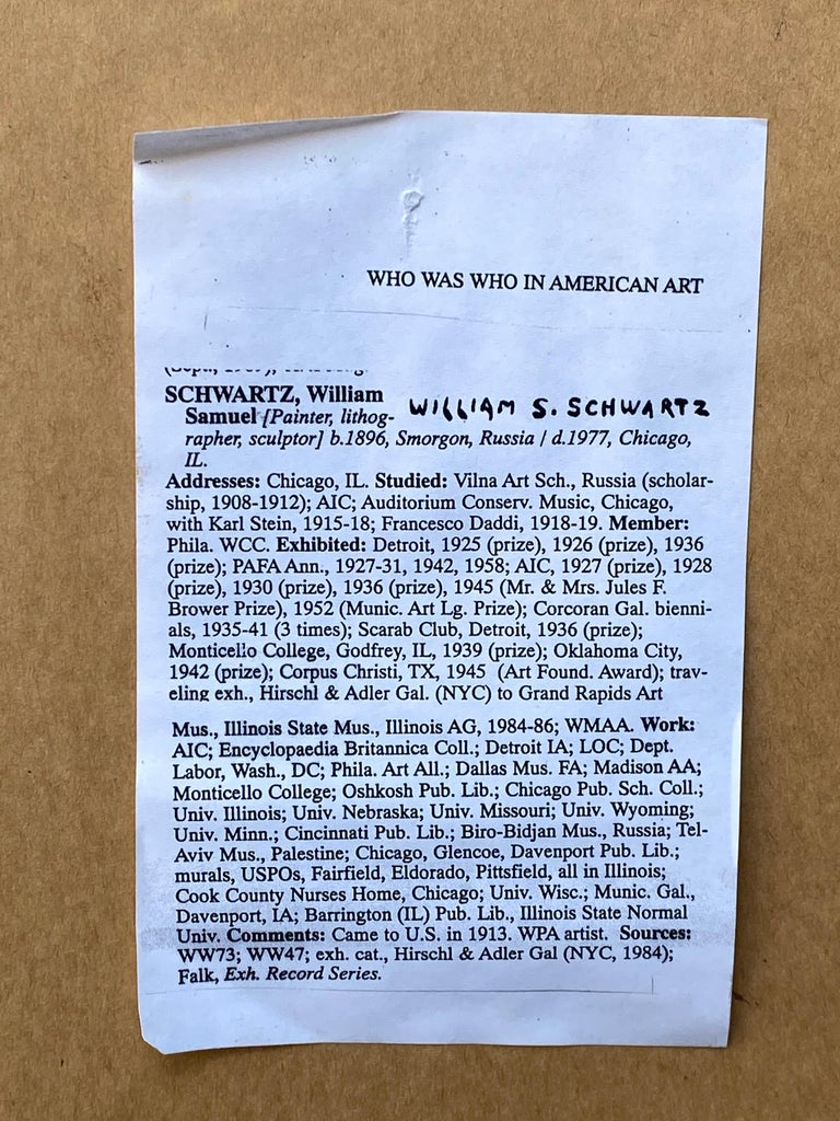 William Schwartz - Prime Grade -WPA drawing 1930s 1940s Modern Work on ...