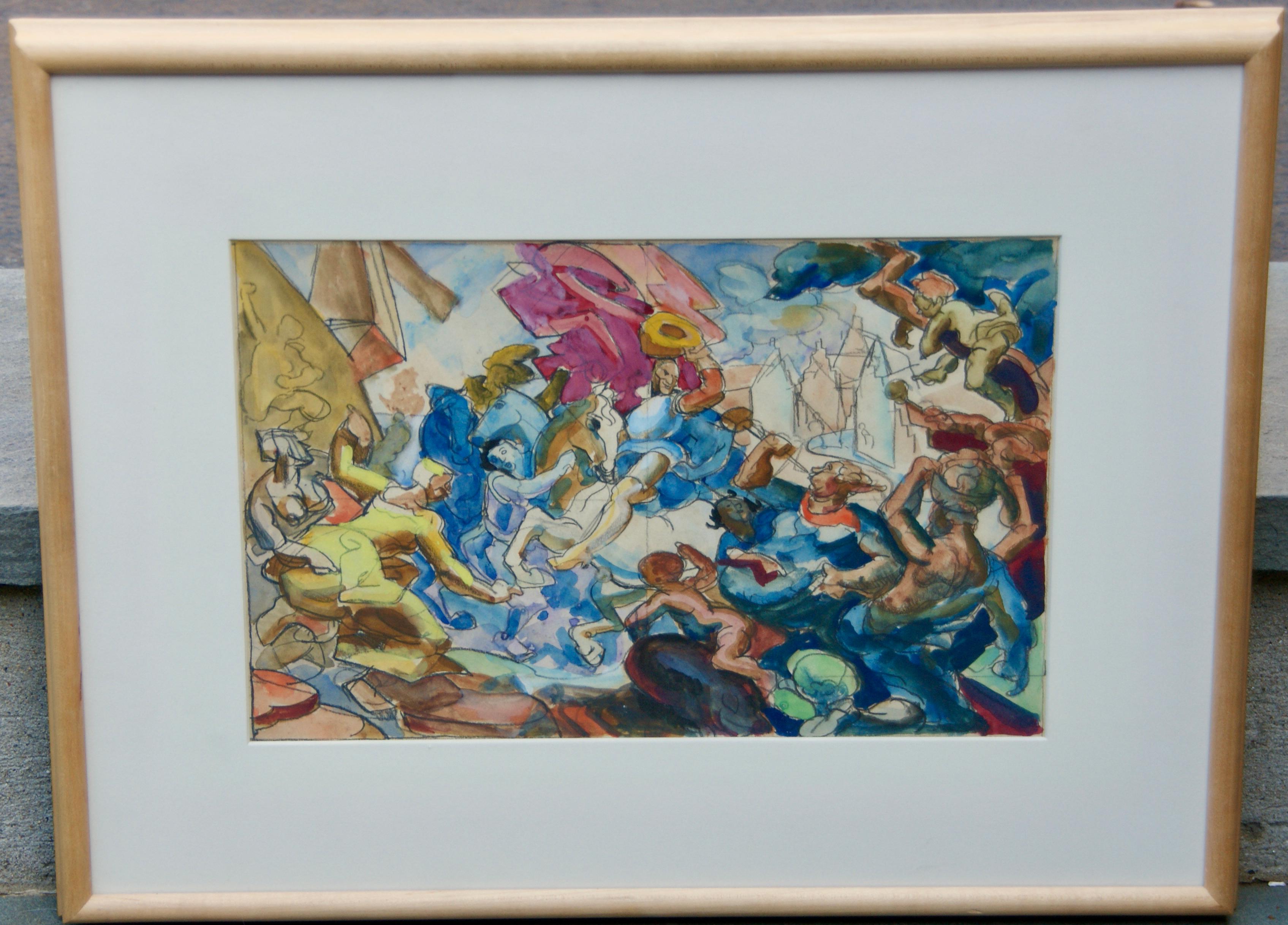 James Daugherty - Knickerbocker Mural Study WPA Modernism 20th Century ...