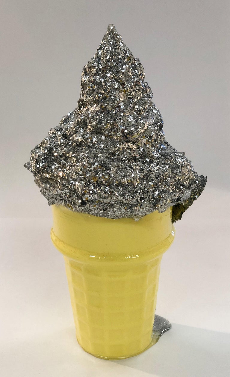 Betsy Enzensberger - Silver Glitter Ice Cream Cone - Original Resin ...