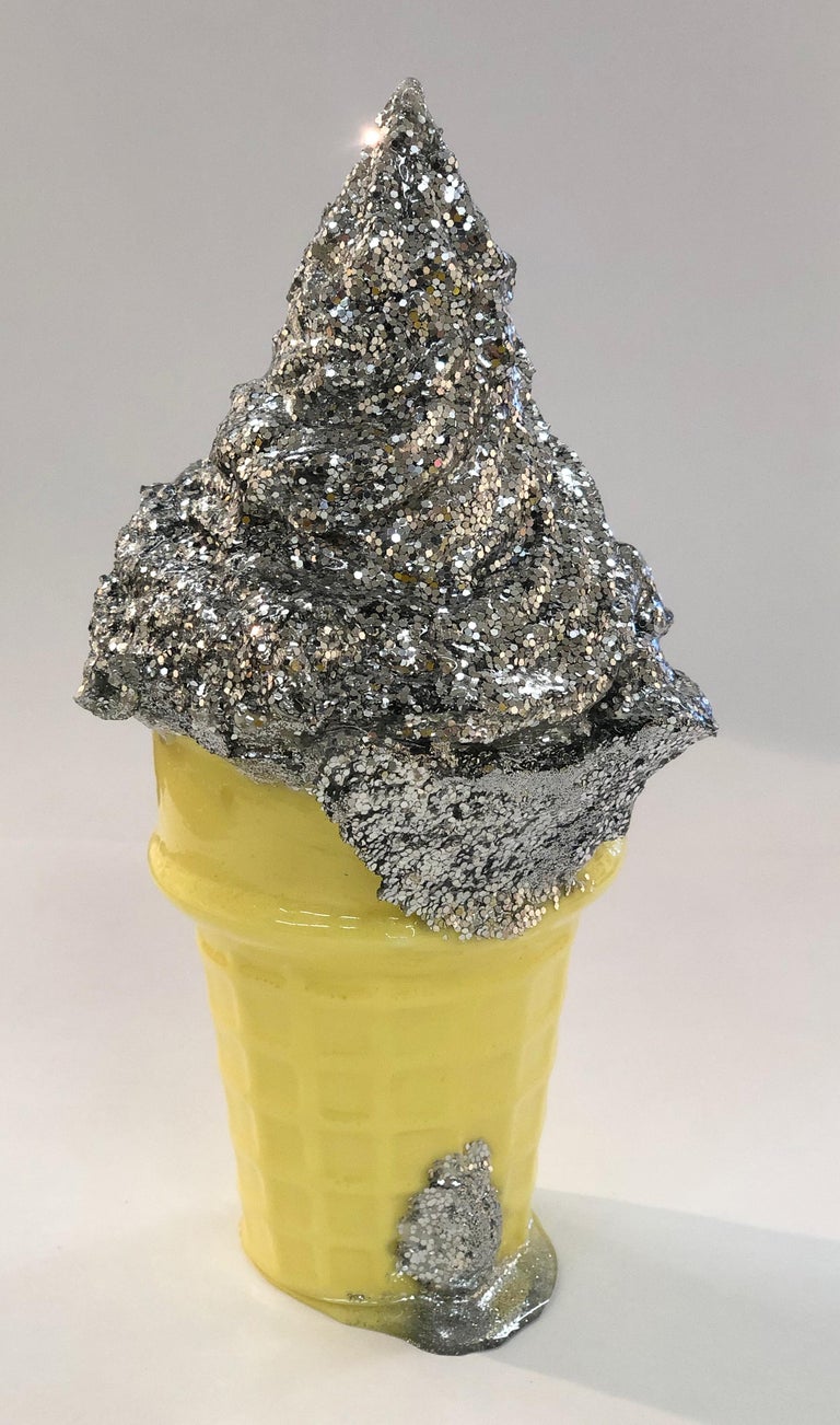 Betsy Enzensberger - Silver Glitter Ice Cream Cone - Original Resin ...
