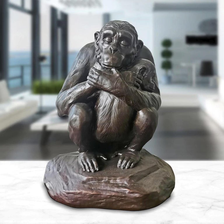 Gillie and Marc Schattner - Authentique sculpture en bronze « Chimp ...