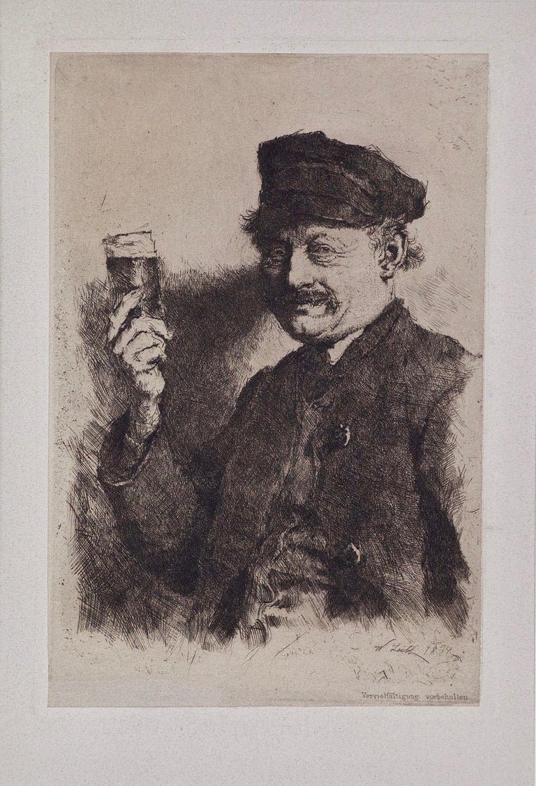 Wilhelm Maria Hubertus Leibl - 19th Century Etching Der Trinker (The ...