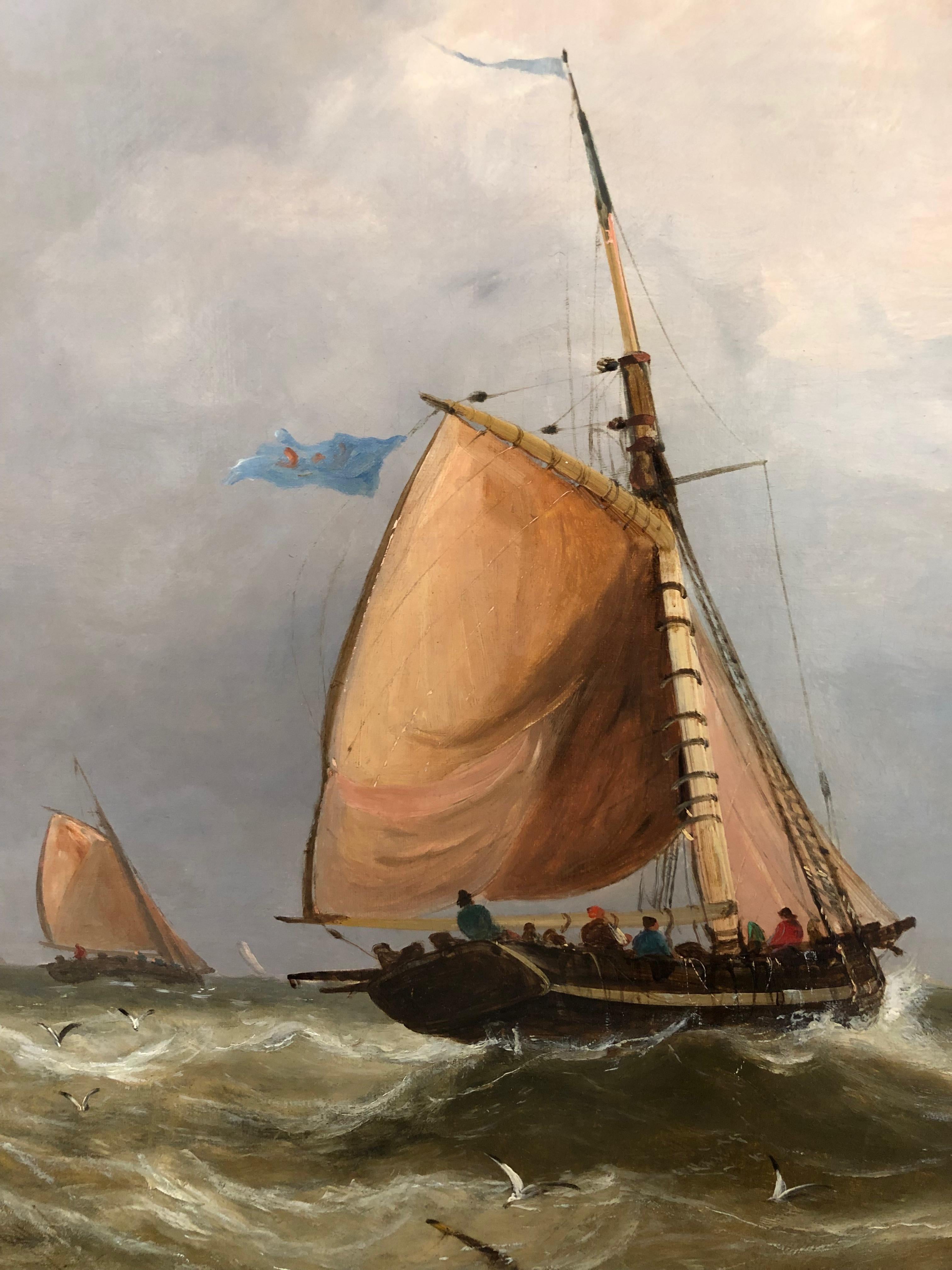 John Callow - Fishing Boats Making For Yarmouth Haven - Large Seascape ...