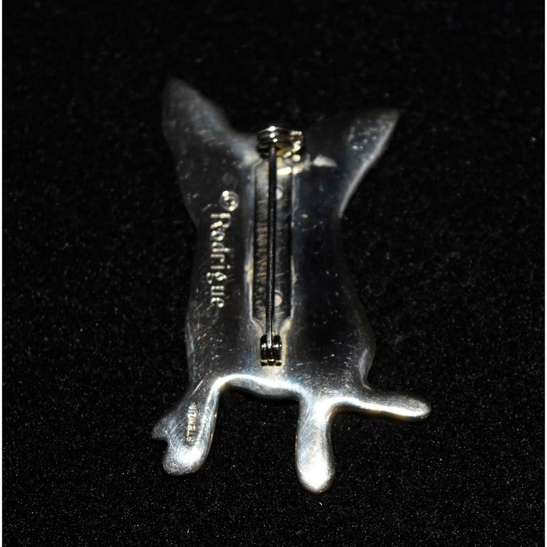 George Rodrigue - Blue Dog Sterling Silver Single Dog Pin with ...