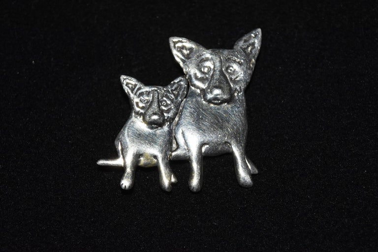 George Rodrigue - Blue Dog Sterling Silver Double Dog Pin with ...