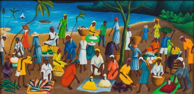 Castera Bazile - Haitian Market by Sea, Haitian Art, Haiti For Sale at ...
