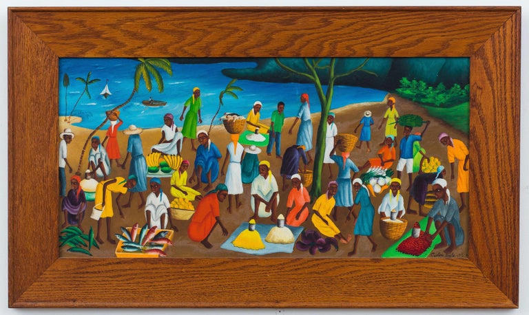 Castera Bazile - Haitian Market by Sea, Haitian Art, Haiti For Sale at ...