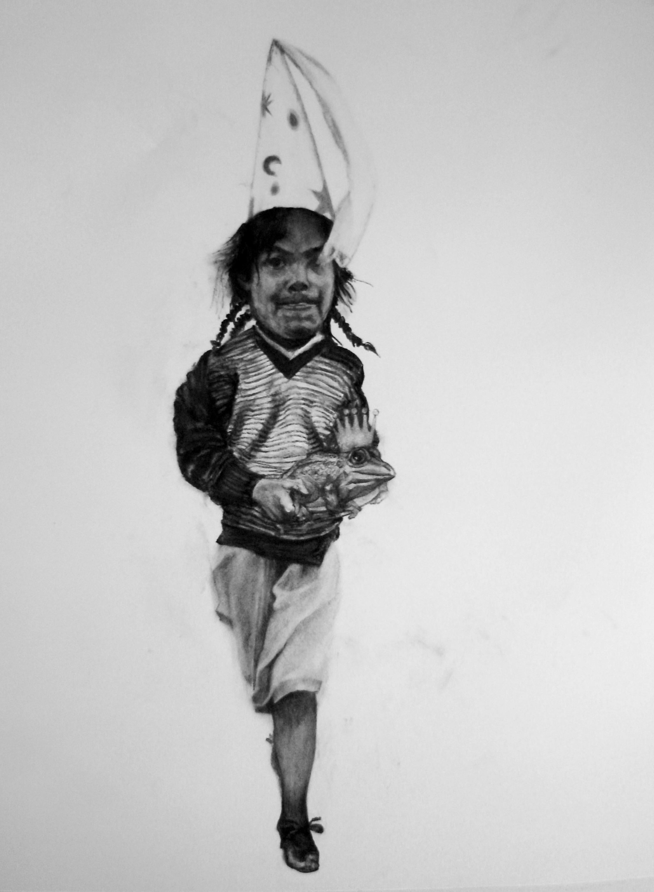 Debabrata Basu - Being one with Nature III, Environment Lover, Charcoal ...