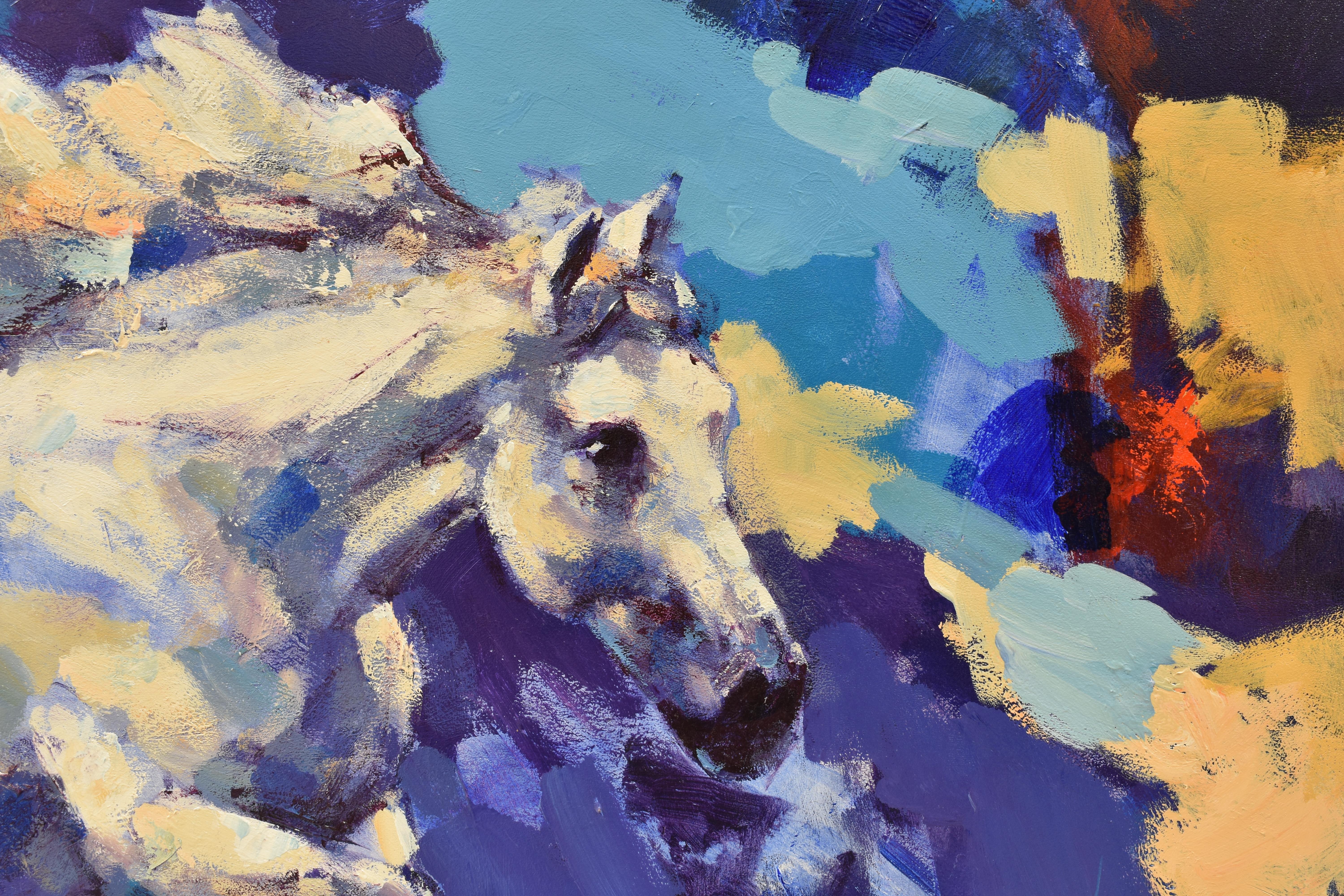 Henri Hess - Two horses - expressionist multicolour animals big ...