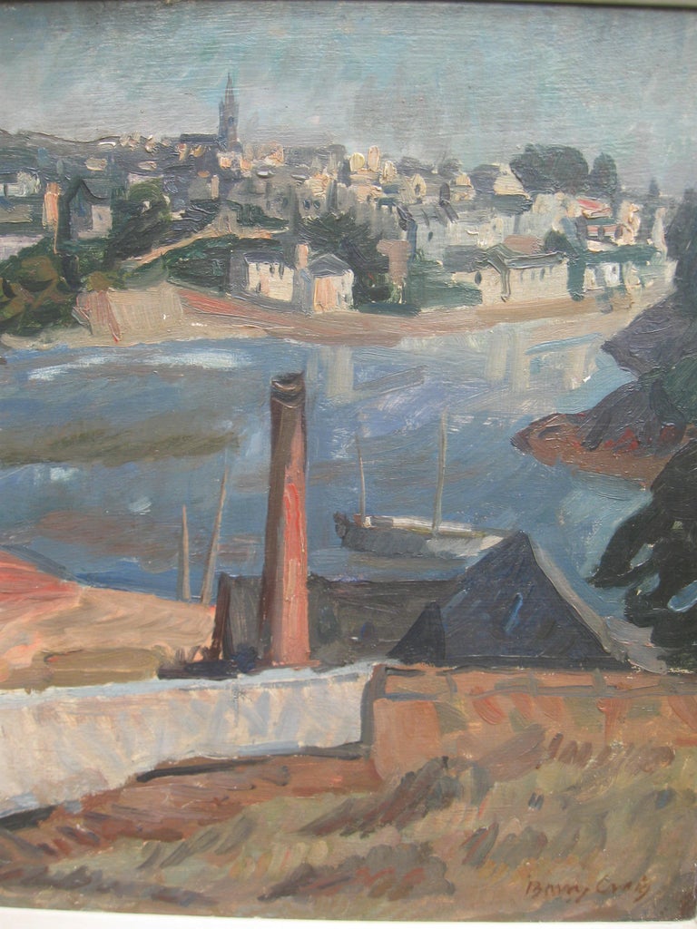 Frank Barrington Craig - 'View of a Port, Brittany' large oil circa ...