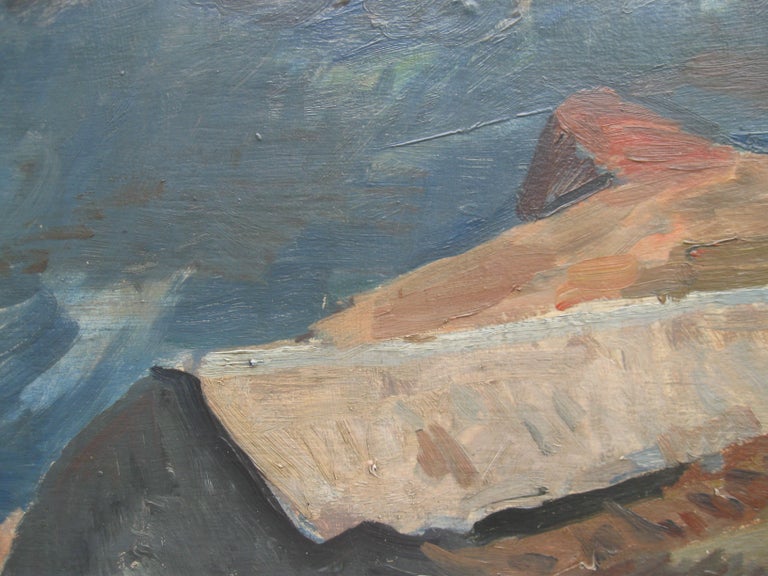Frank Barrington Craig - 'View of a Port, Brittany' large oil circa ...