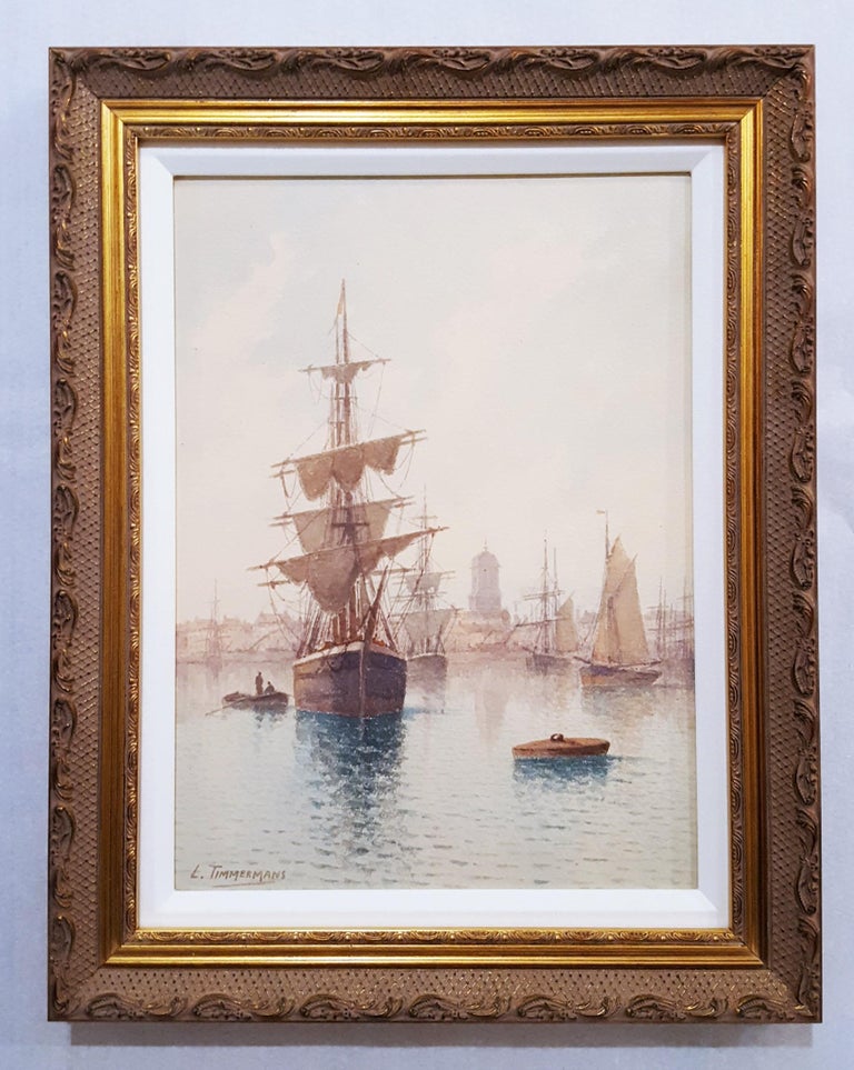 Louis Étienne Timmermans - Voiliers à Quai (Sailboats at the Dock) For ...