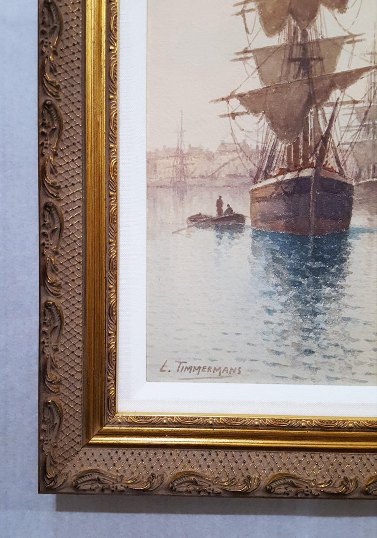Louis Étienne Timmermans - Voiliers à Quai (Sailboats at the Dock) For ...