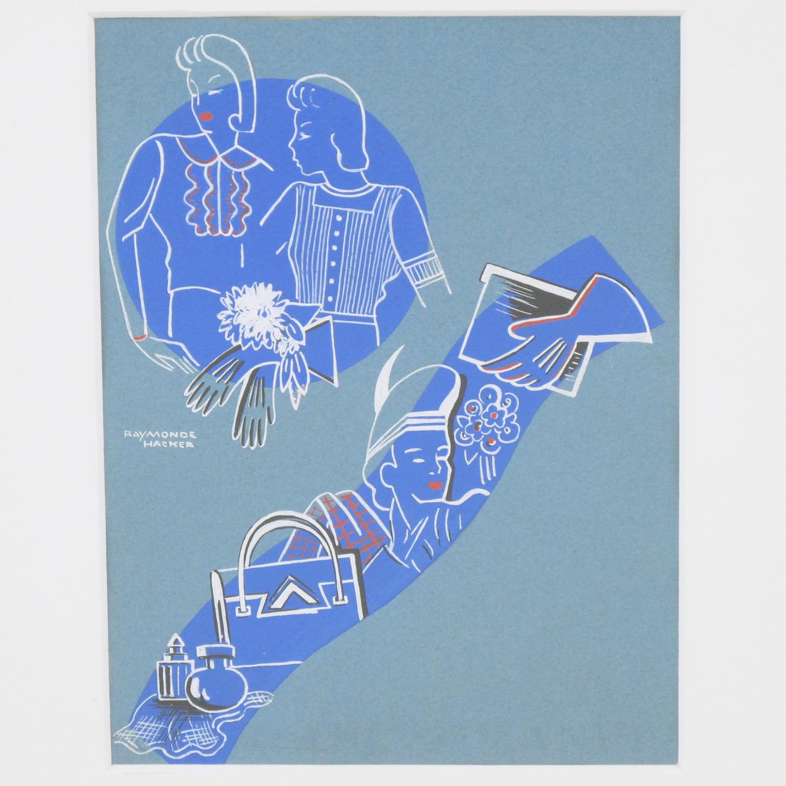 Raymonde Hacker - French Art Deco Original Gouache Illustration Drawing ...