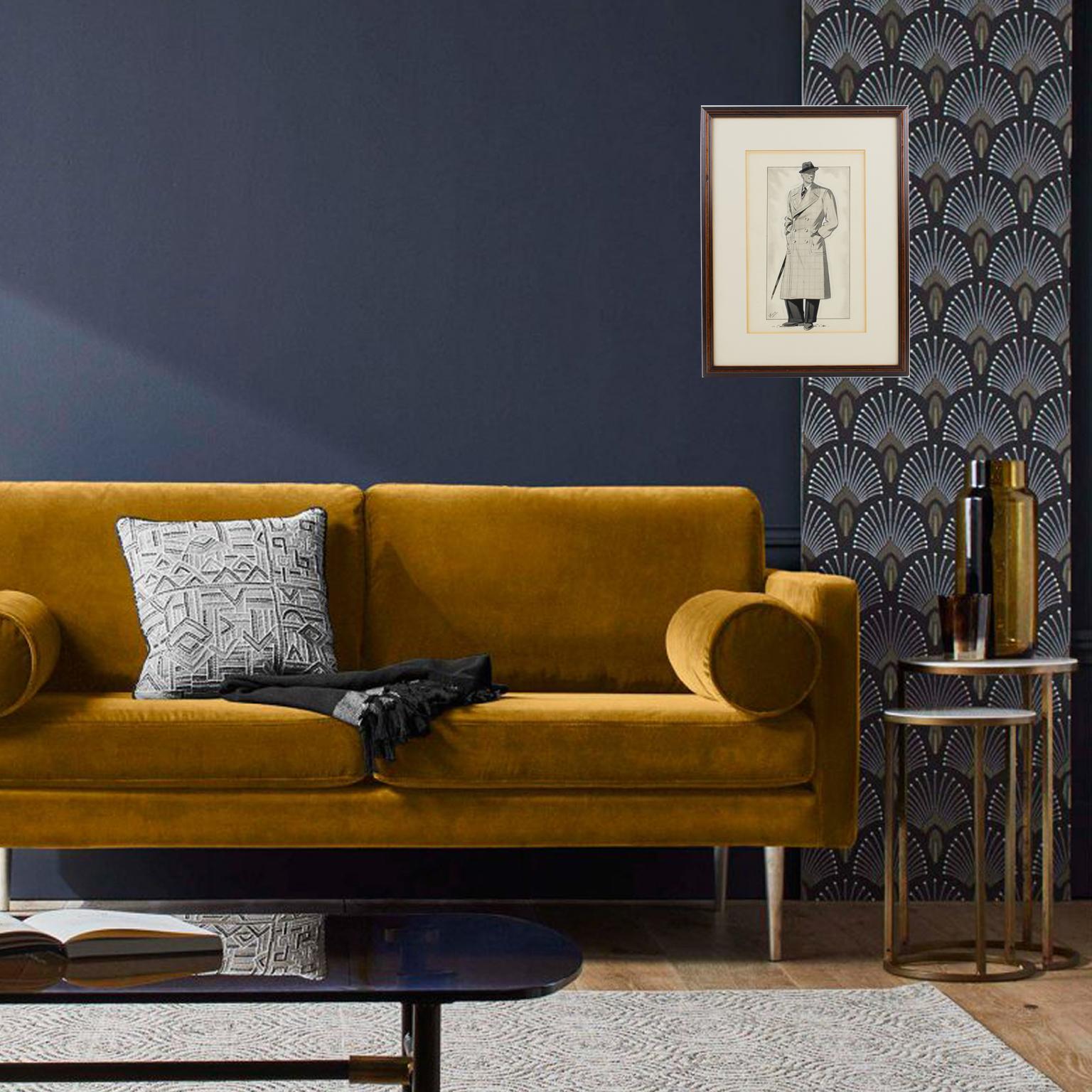 G. Ferro - French Art Deco Fashion Illustration Ink Drawing by G. Ferro ...