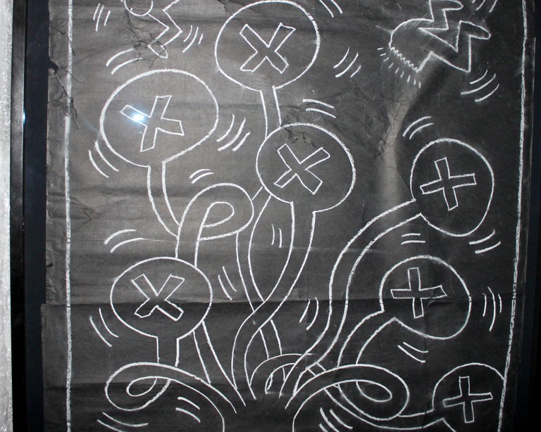 Keith Haring - Rare Modern Framed Subway Drawing Chalk Black Paper ...