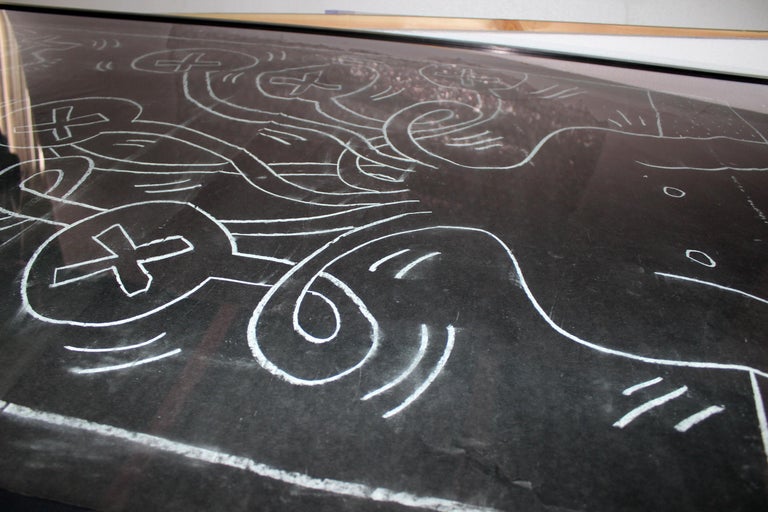 Keith Haring - Rare Modern Framed Subway Drawing Chalk Black Paper ...