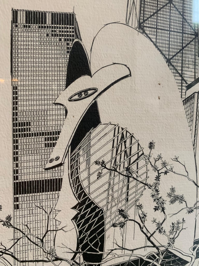 George Becker - Chicago Ink Drawing, Signed and framed by George Becker ...
