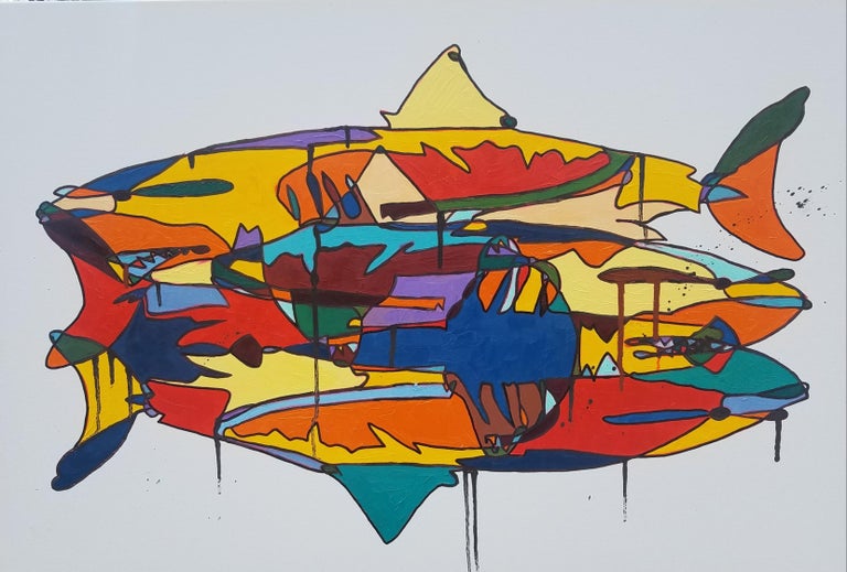 Michael Myers - 3 Untitled Sharks Multicolored Pop Art Painting by ... Michael Myers - 3 Untitled Sharks Multicolored Pop Art Painting by ...