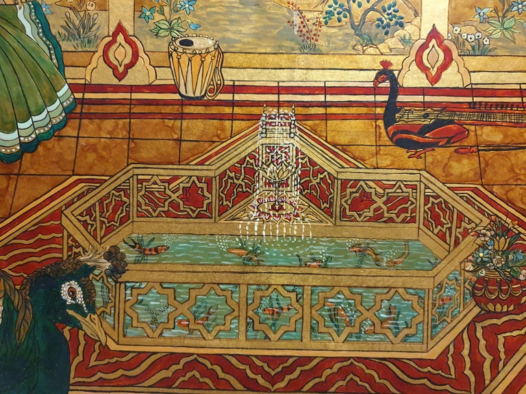 Anne Graham - Enamel Painting of Exotic Asian figures dancing, Bead ...