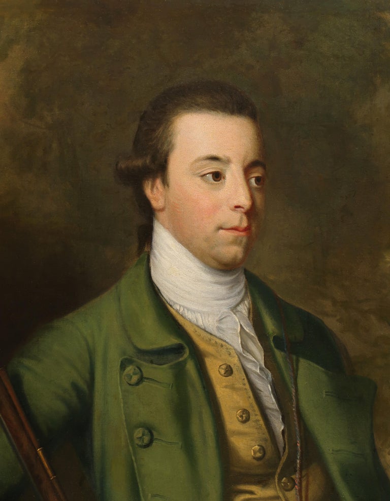 David Allan - Oil portrait of a man with his gun and dog, Sportsman ...