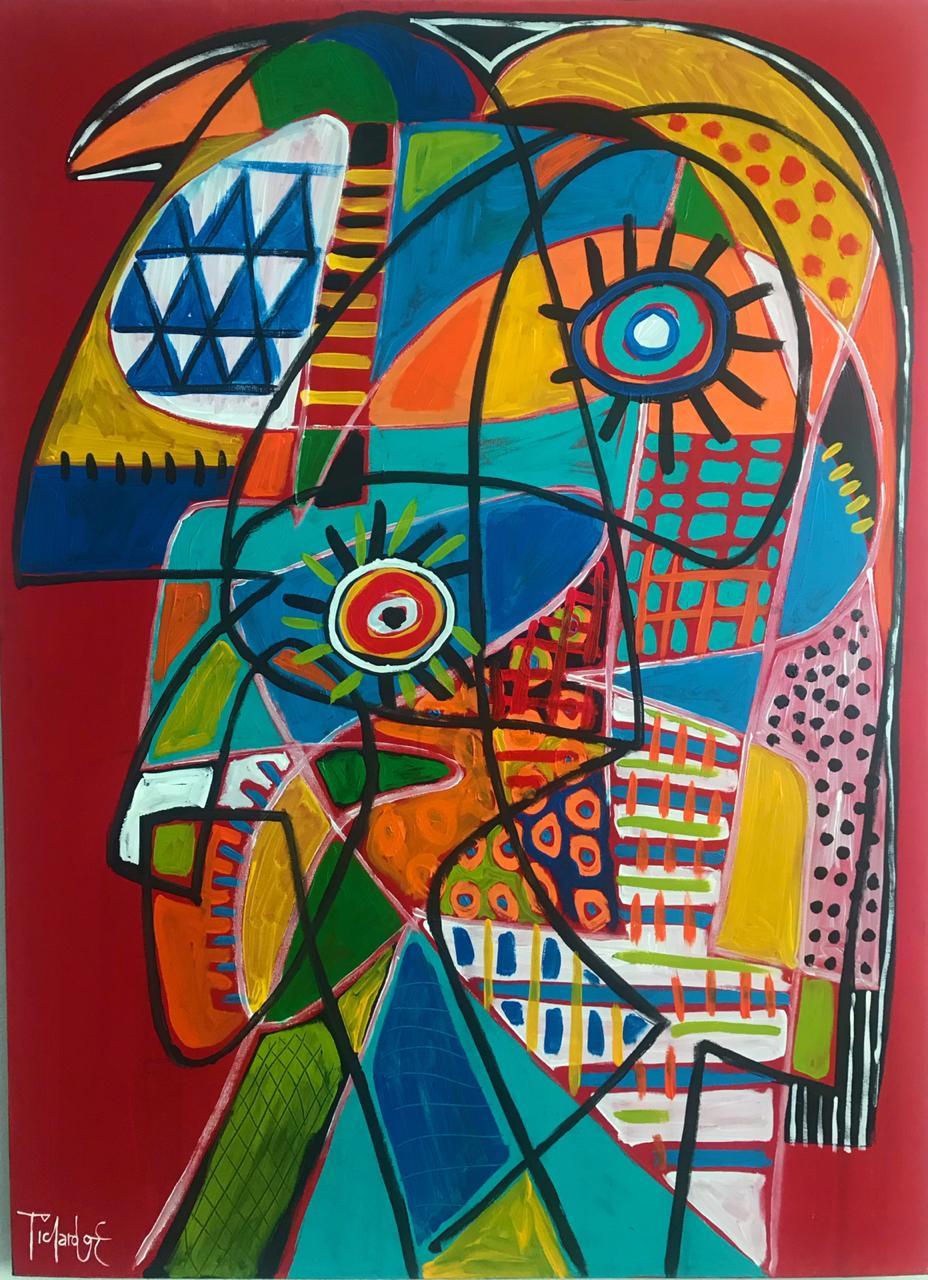 Enrique Pichardo - Retrato Rojo, Contemporary Art, Abstract Painting ...