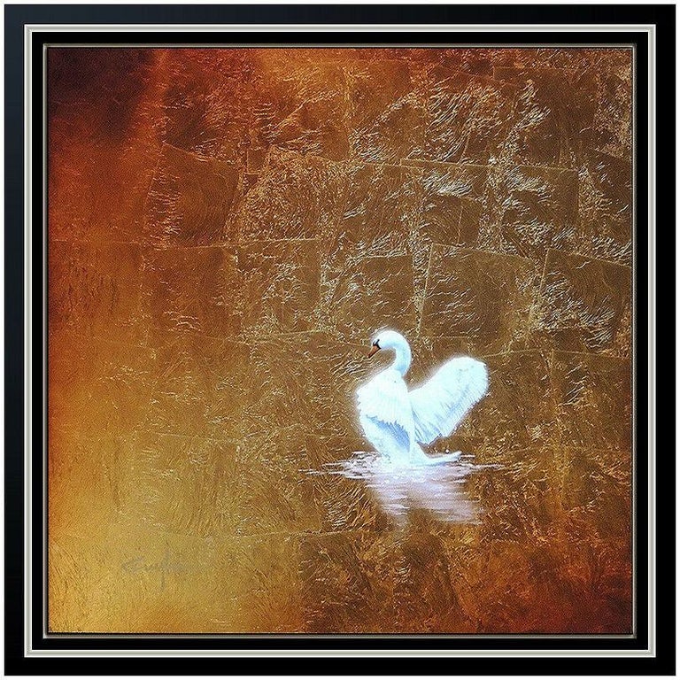 Patrick Guyton - Patrick Guyton Golden Swan Original Oil Painting On ...