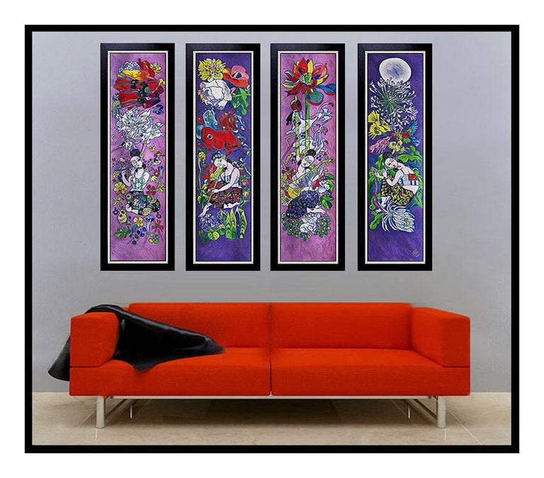 Jiang Tie Feng - JIANG TieFENG Original Signed 4 SERIGRAPH Canvas ART ...