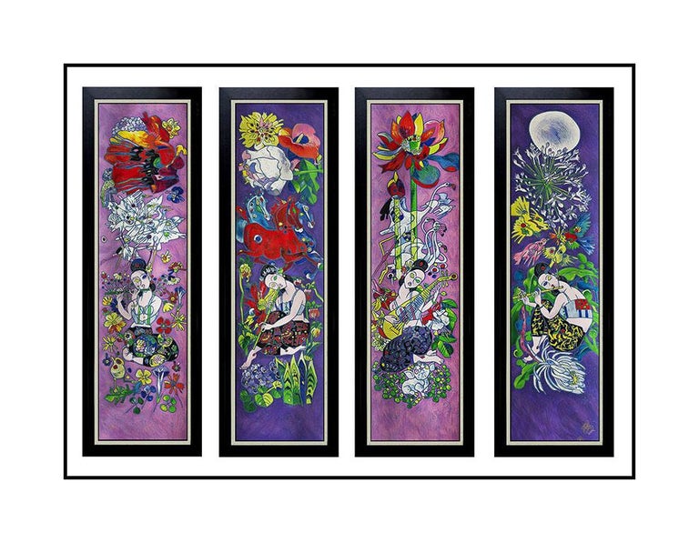 Jiang Tie Feng - JIANG TieFENG Original Signed 4 SERIGRAPH Canvas ART ...