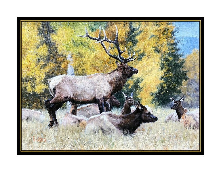 Kyle Sims - Kyle Sims Original Oil Painting On Canvas Landscape Deer ...