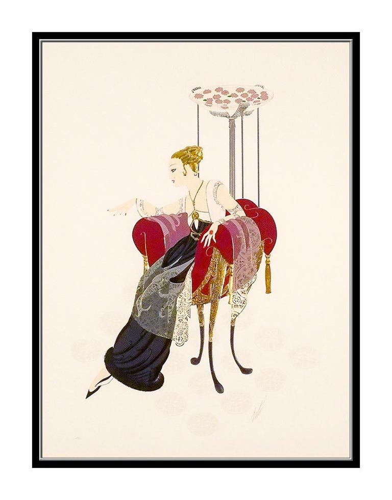 Erté - Erte Large Embossed Serigraph Lilies Lace Signed Ballet Costume ...