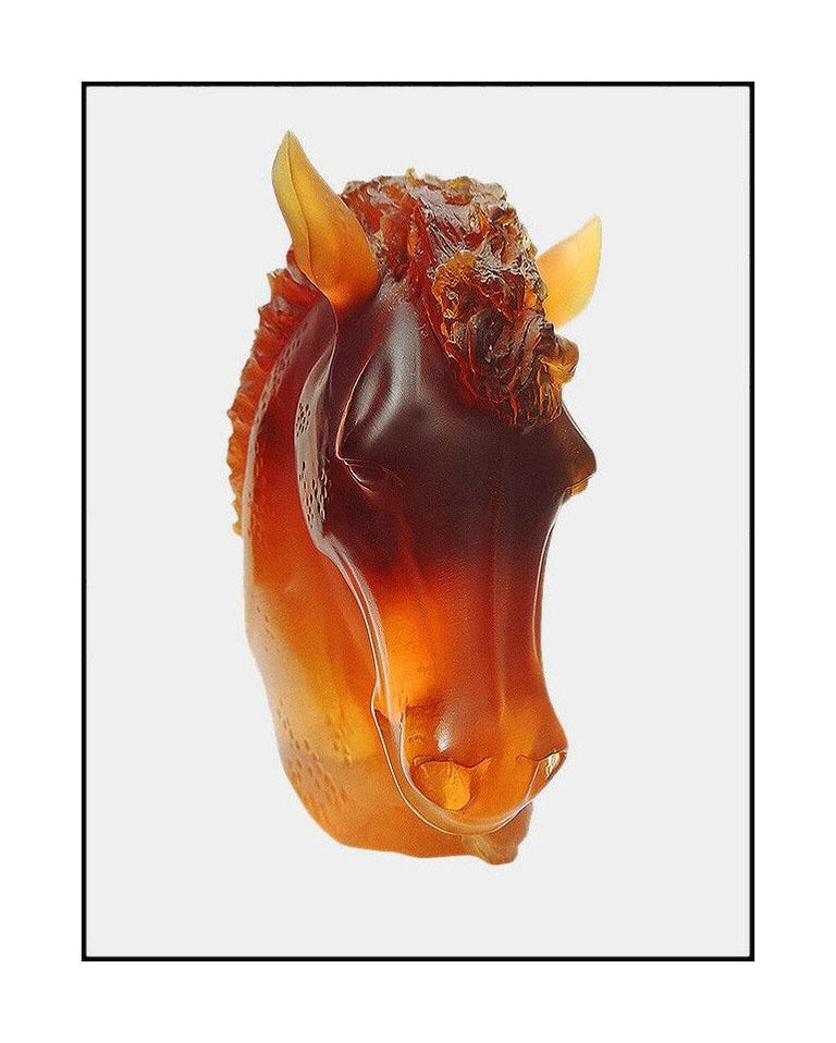 Jean Daum - Jean Daum Pate De Verre Andalusian Horse Head Sculpture ...