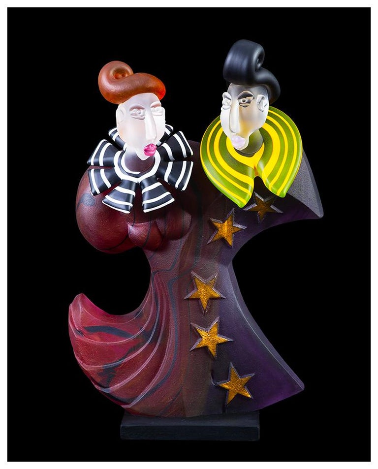 Stani Jan Borowski - Stani Jan Borowski Original Signed Color Glass Sculpture Figurative Cubism ...