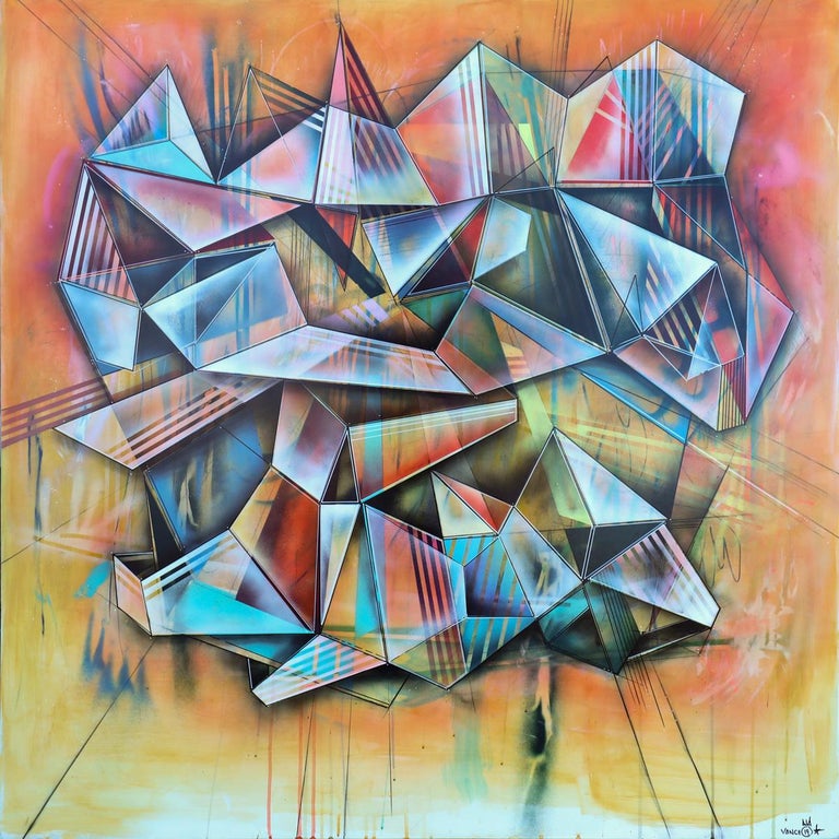 Chris Vance - Undiscovered (Abstract Painting on Panel Bright Colors ...