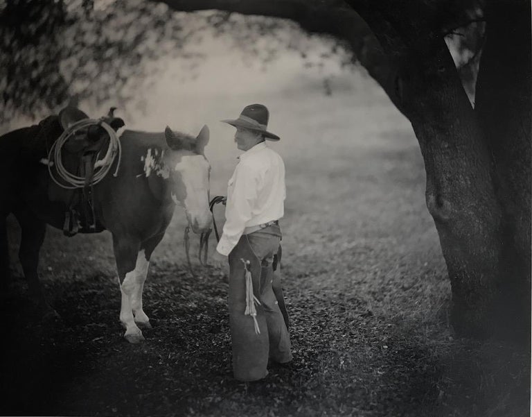 Phil Kember - Big Oak California, Horse and Cowboy, Sepia Toned Silver ...