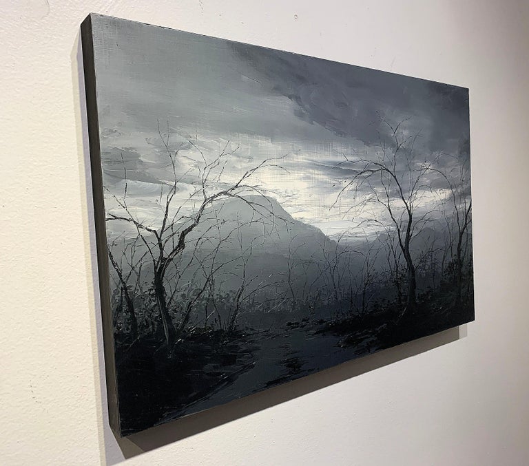 Todd Carpenter - Descending Towards Now, oil grey landscape painting ...