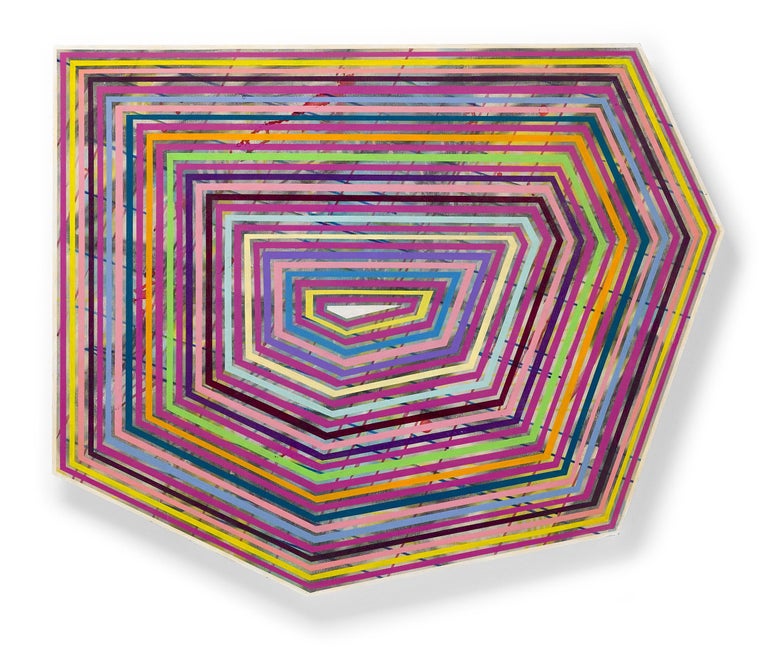 Robert Hitzig – „""Panolin"" Buntes, gestreiftes geometrisches Gemälde ...