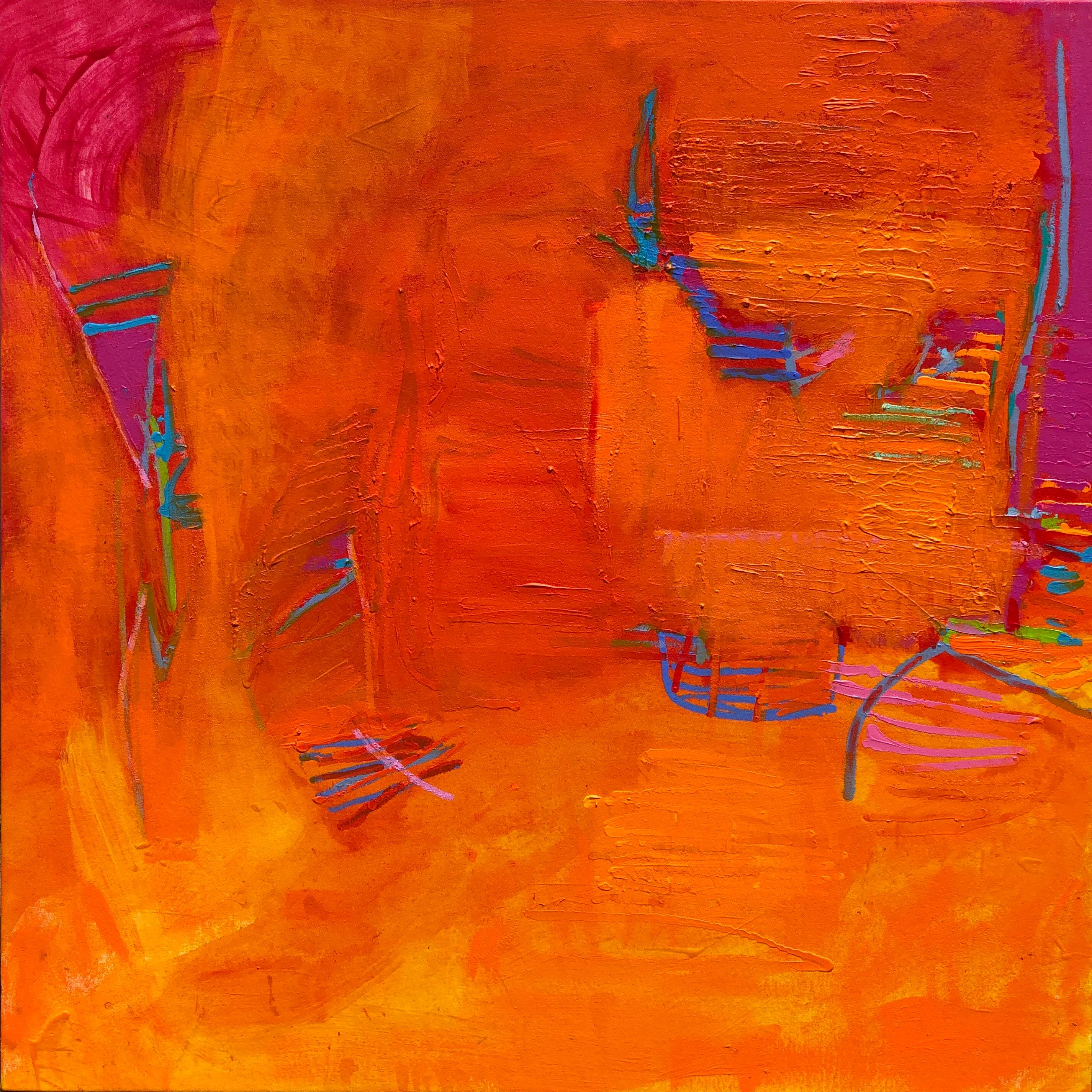 John Blee - "Orchard Drift" Cornflower Blue abstract painting with impasto brush strokes For ...