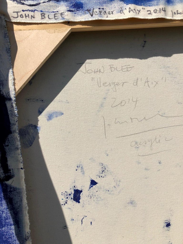 John Blee - "Vergier D'Aix" Large square abstract aqua painting with lush brushstrokes For Sale ...