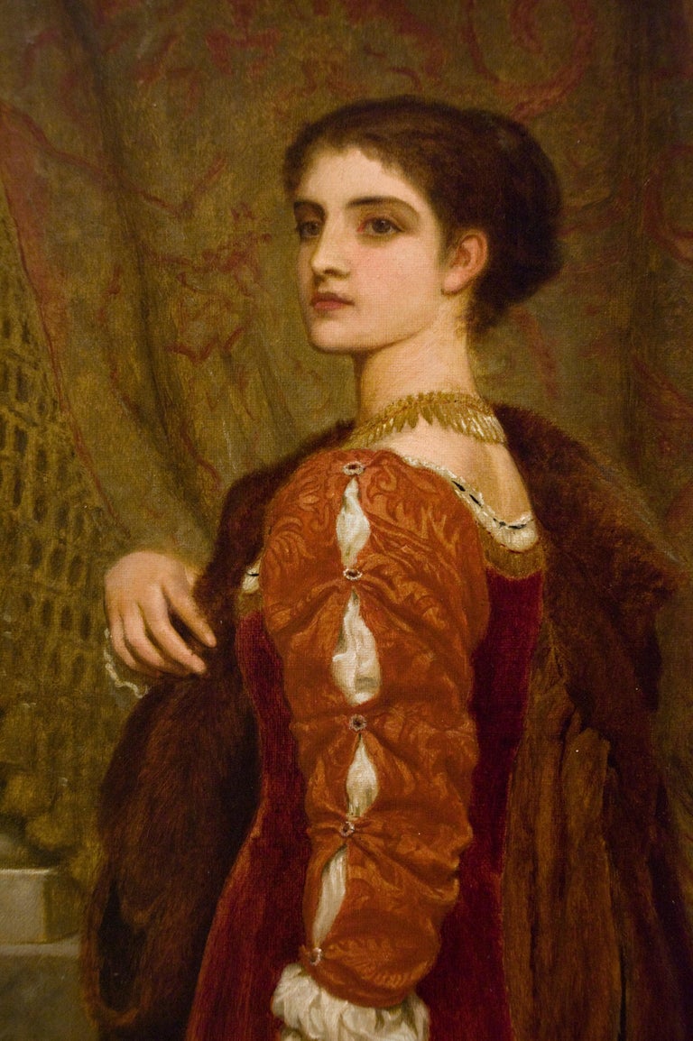 Charles Edward Perugini - Pre-Raphaelite Portrait of Woman in Red by ...